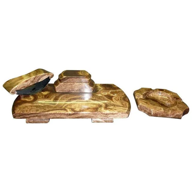 French Art Deco Marble Inkwell | Chairish