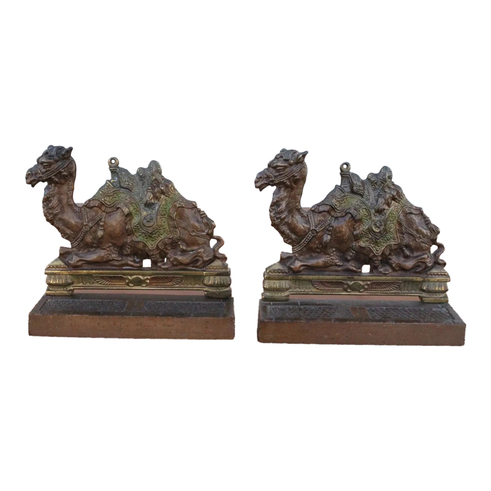 Pair of Cast Iron Hand Painted Camel Bookends, Circa 19th Century ...