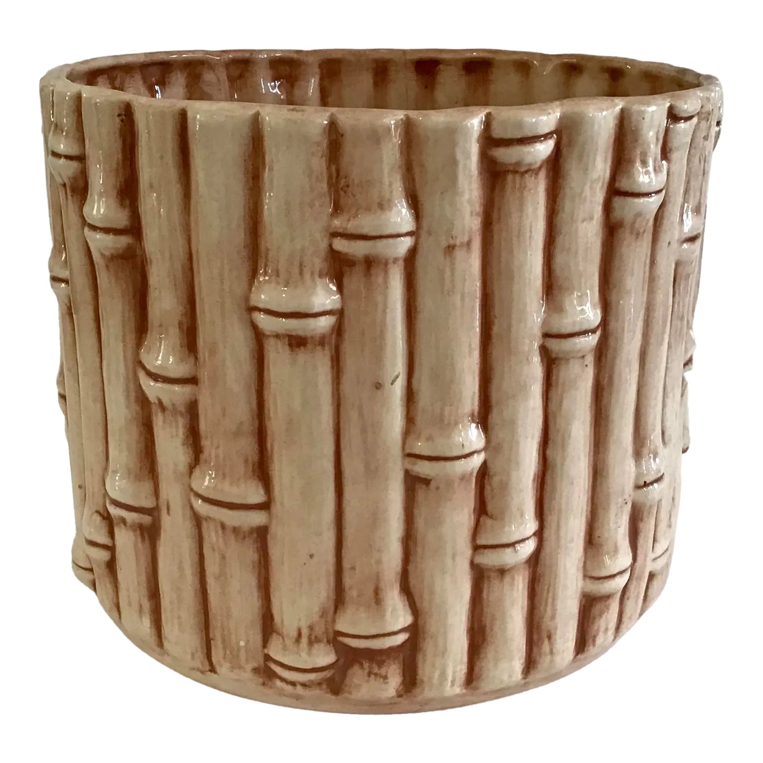 Faux Bamboo Ceramic Cachepot | Chairish