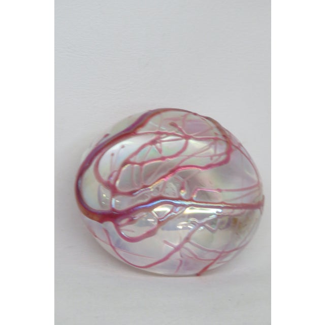 Intaglio Anton Pink Iridescent Carnival Glass Paperweight Studio Art ...