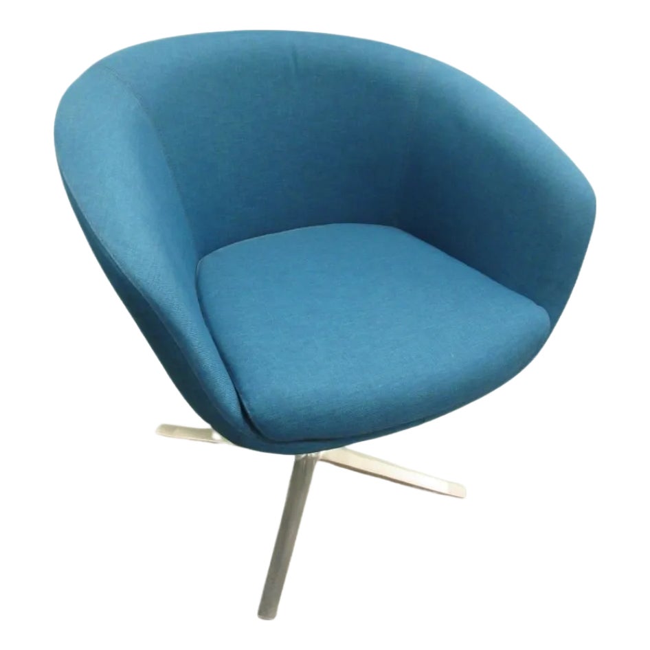 Coalesse Bob Swivel Guest Chair in Blue Fabric | Chairish