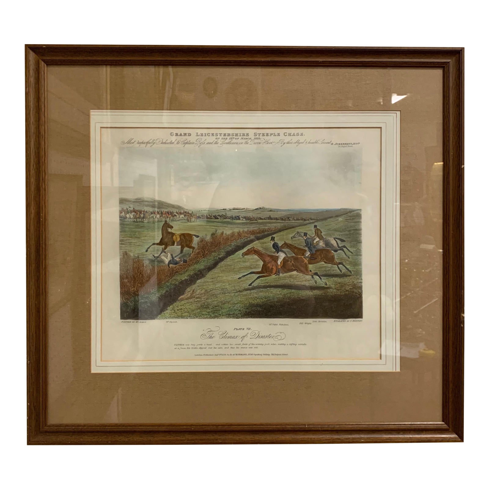 1830s English Engraving of a Hunt Scene, Framed | Chairish