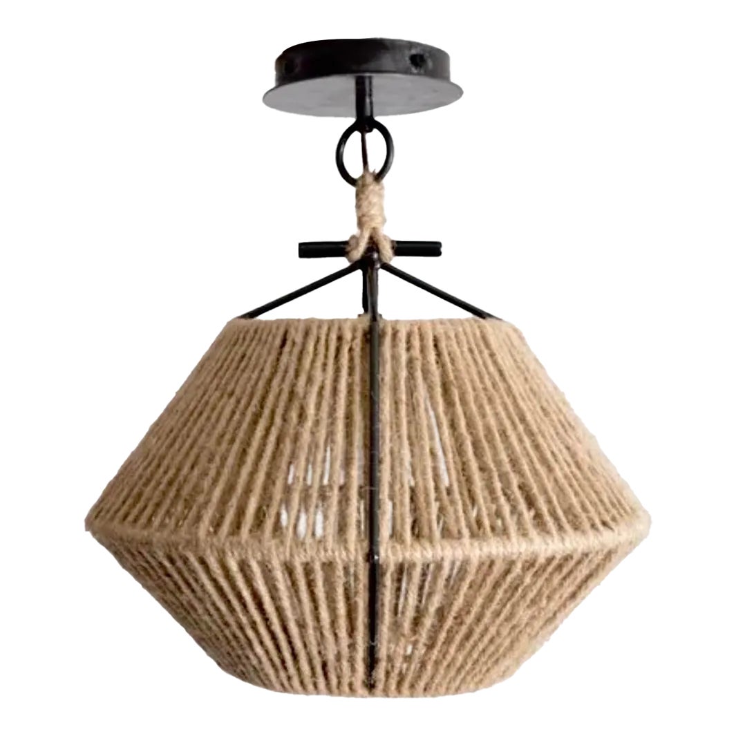 Prism Jute Rope Semi Flush Hanging Light Fixture | Chairish