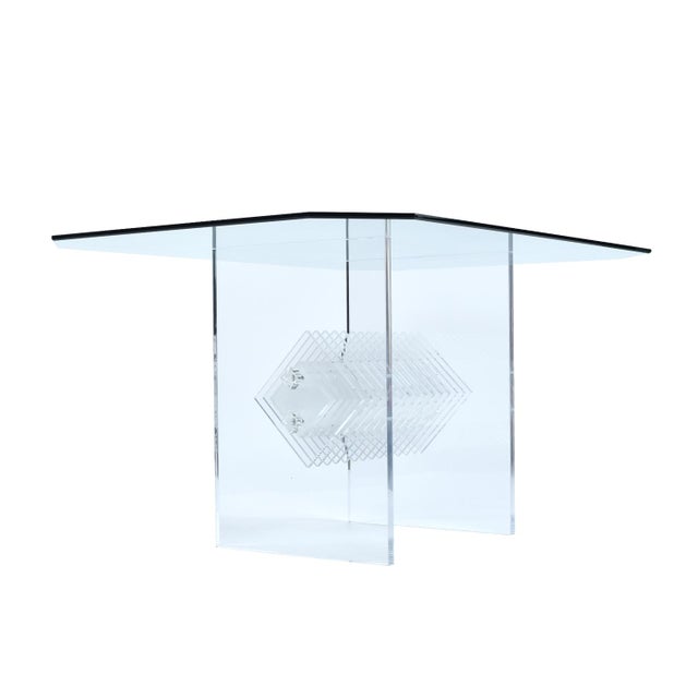 Rectangular Clear Acrylic Lucite Dining Table With Diamond Shaped Prism ...