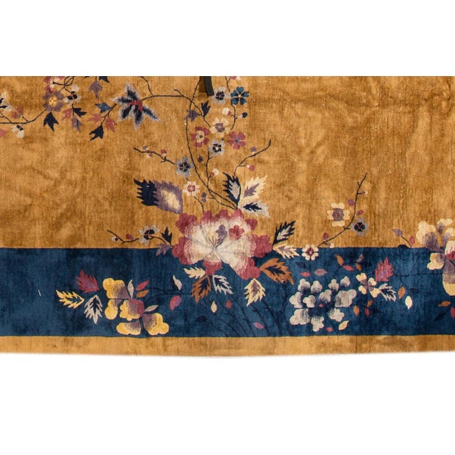 Large Antique Goldenrod Chinese Art Deco Wool Rug 12 Ft X 17 Ft 7 In ...