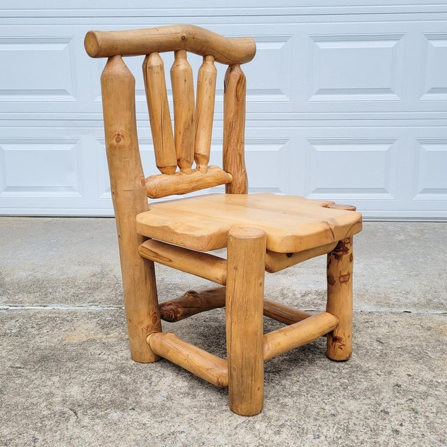 Rustic Hand Peeled White Cedar Log Chair Primitive Lodge Style Chair ...