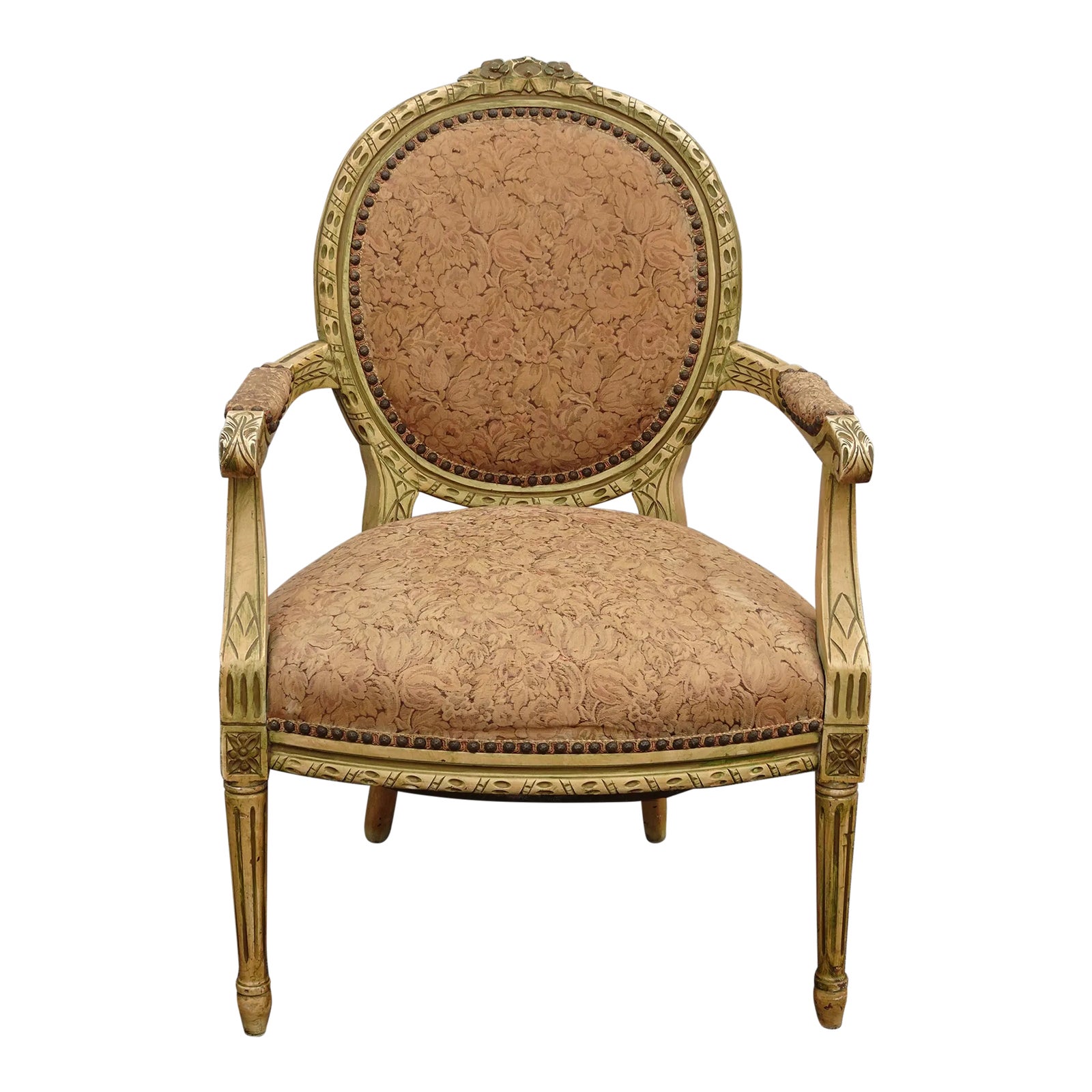 Vintage French Provincial Louis Style Gold & Rose Ornate Begere Accent ...