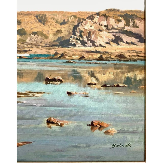 Late 20th Century Vintage Oil Painting Rocky Beach by John Balmain Low ...