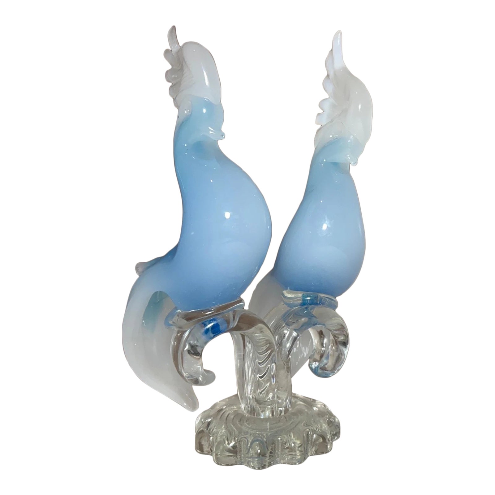 Vintage Hand Blown Italian Murano Opaline Glass Cockatoo Bird ...