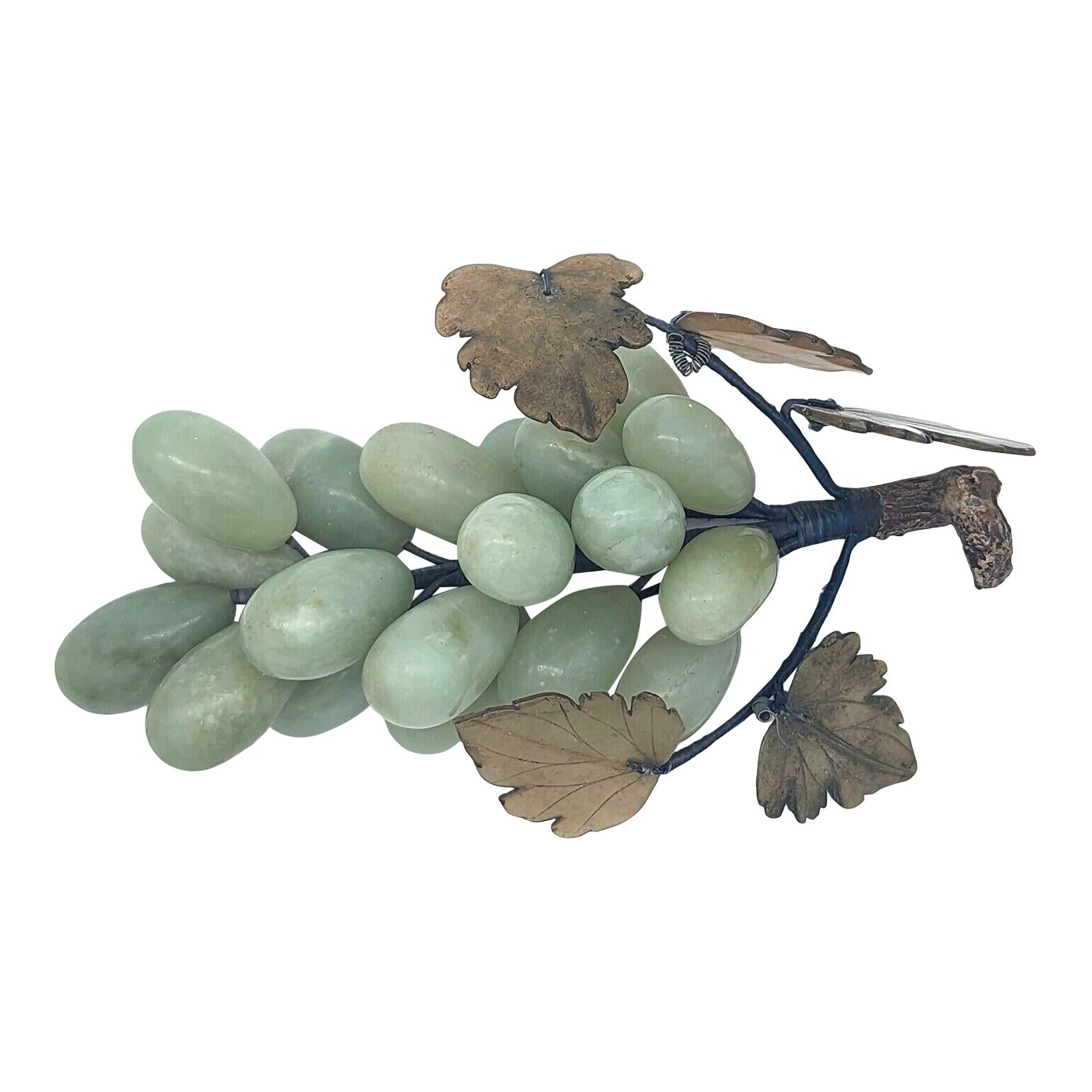 Vintage Stone Grape Cluster Jade Green W Jade Leaves Mid-Century Stone ...