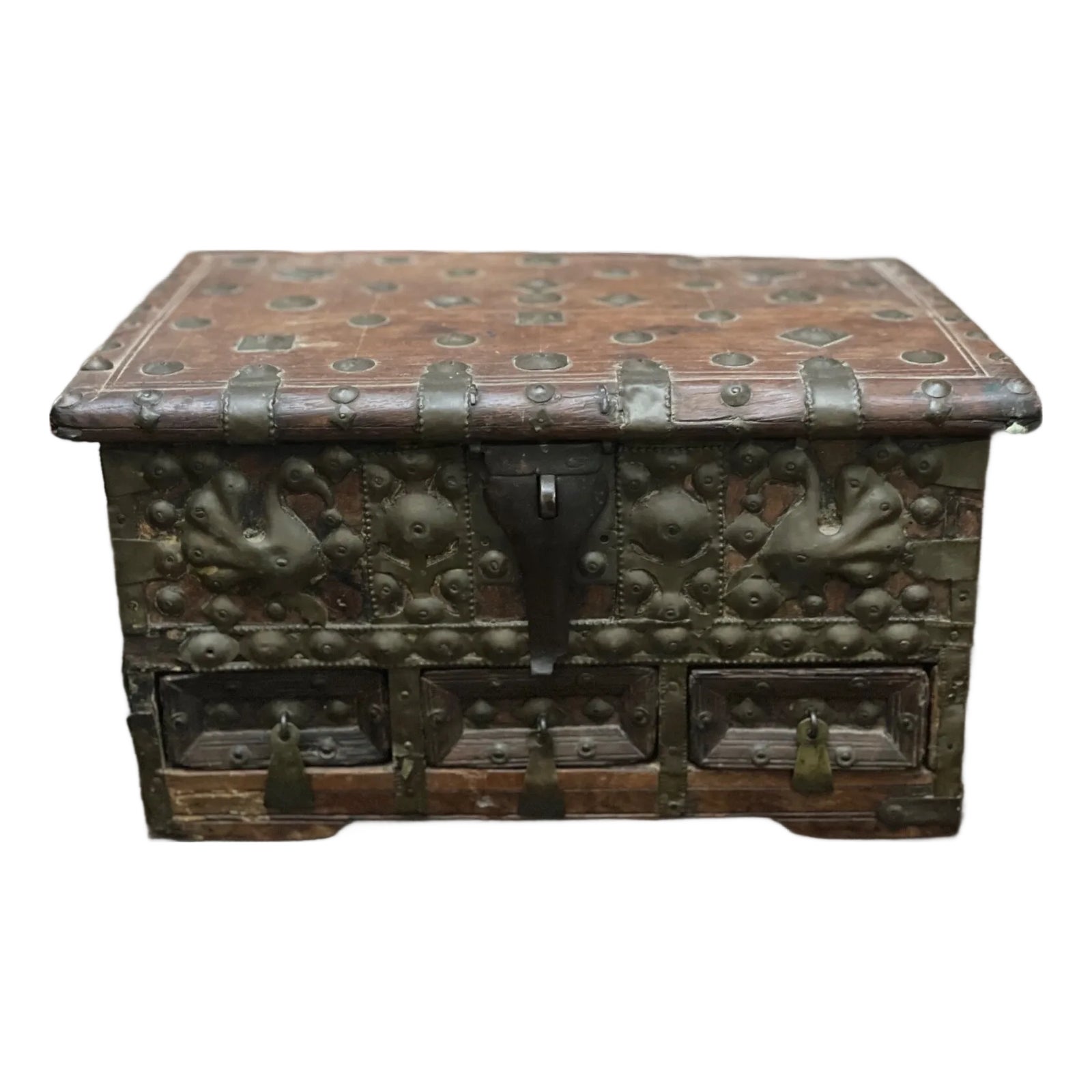 Antique Early 1900s Omani Teak Wood Traveling Chest | Chairish