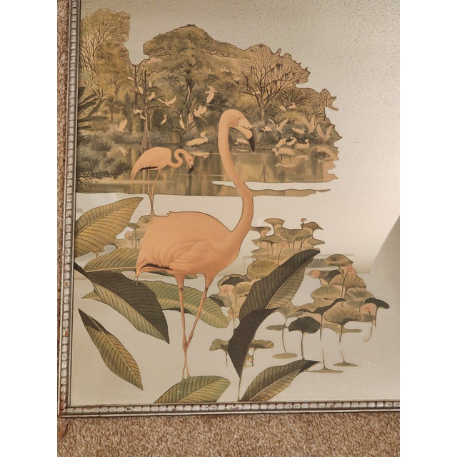 1950s Hollywood Regency Flamingo Decorative Wall Mirror | Chairish