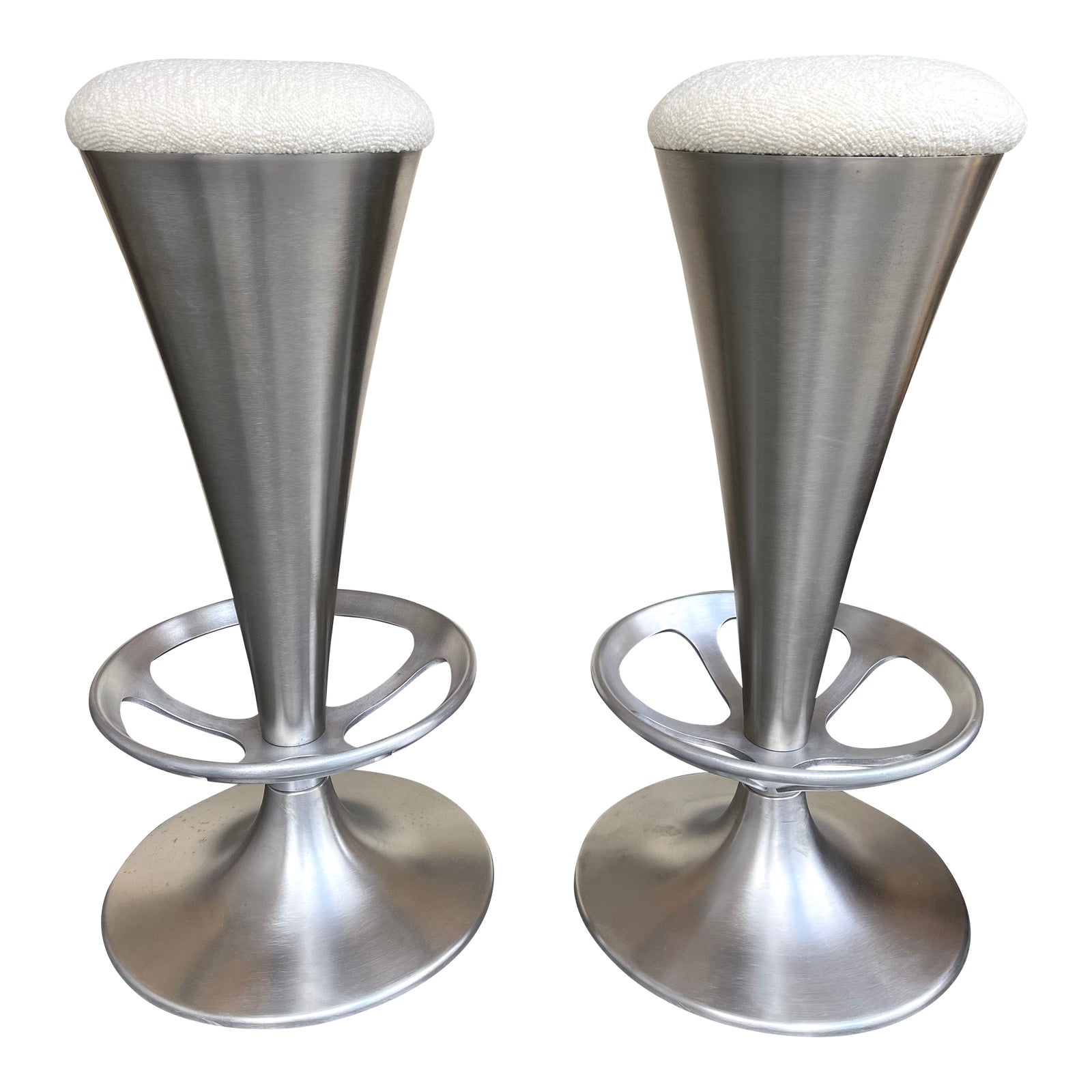 Pair of Stainless Steel Metal Cone Bar Stools, Italy, 1990s | Chairish