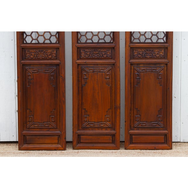Set of 3 Mid-Century Honeycomb Chinese Panels | Chairish