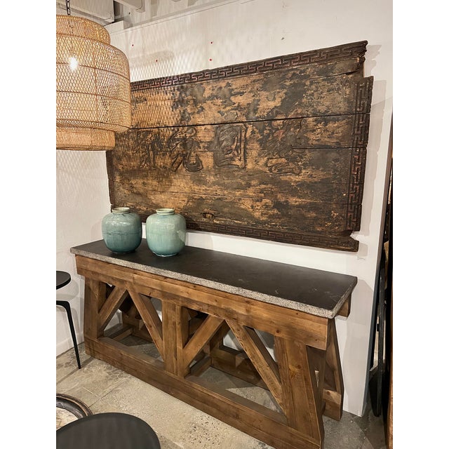 Early 20th Century Wood Calligraphy Panel | Chairish