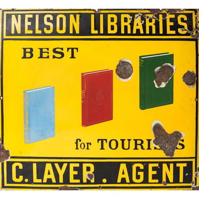 Antique French Enamel Book Shop Sign, Vintage Publishing Advertising, C ...