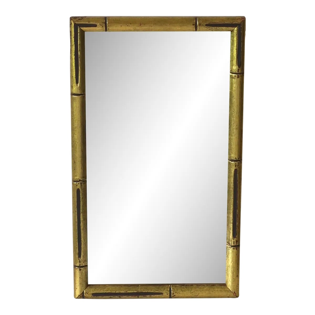 Gold Giltwood Faux Bamboo Framed Wall or Vanity Mirror in the ...