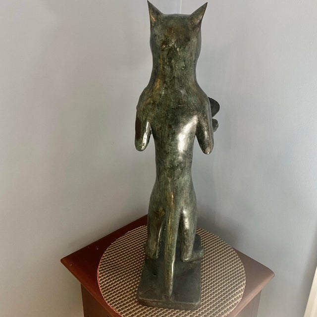 1980s Diego Giacometti Style Large Bronze Cat Butler Figurine | Chairish