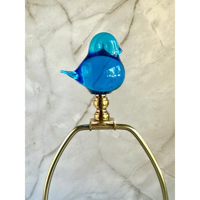 Glass Bird Lamp Finial on Brass Hardware | Chairish