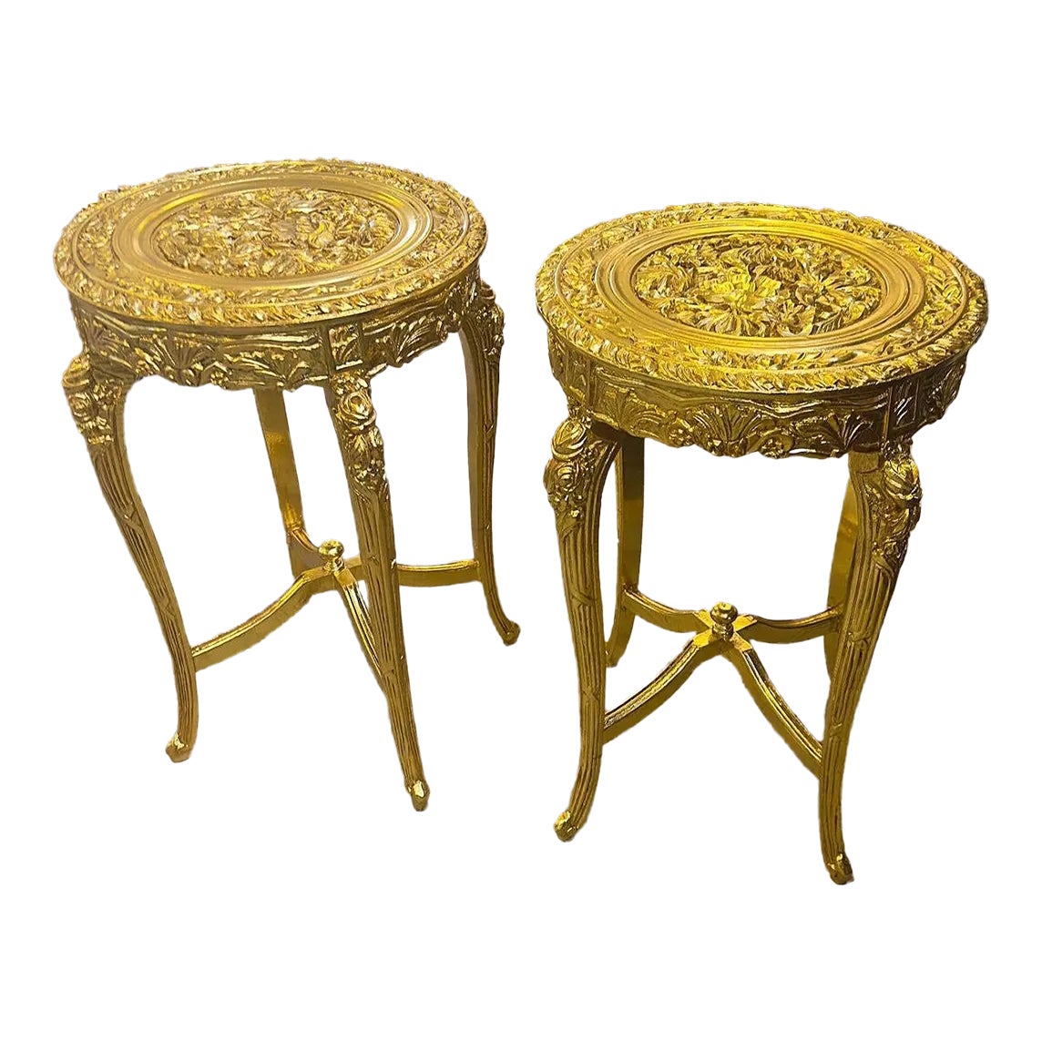 French Rococo Style Gold Side Tables - a Pair | Chairish