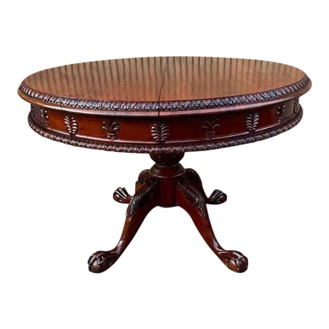 Late 20th Century Vintage Chippendale Style Solid Mahogany Carved Round ...