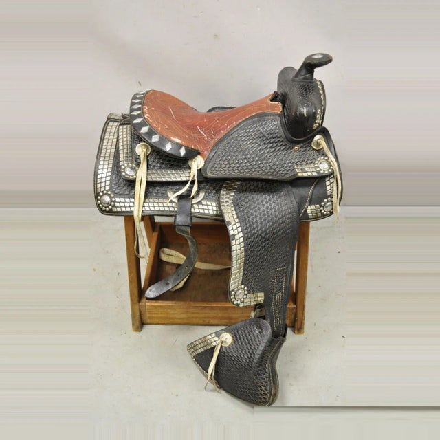 Vintage Simco Black Brown Leather Studded Western Horse Show Saddle ...