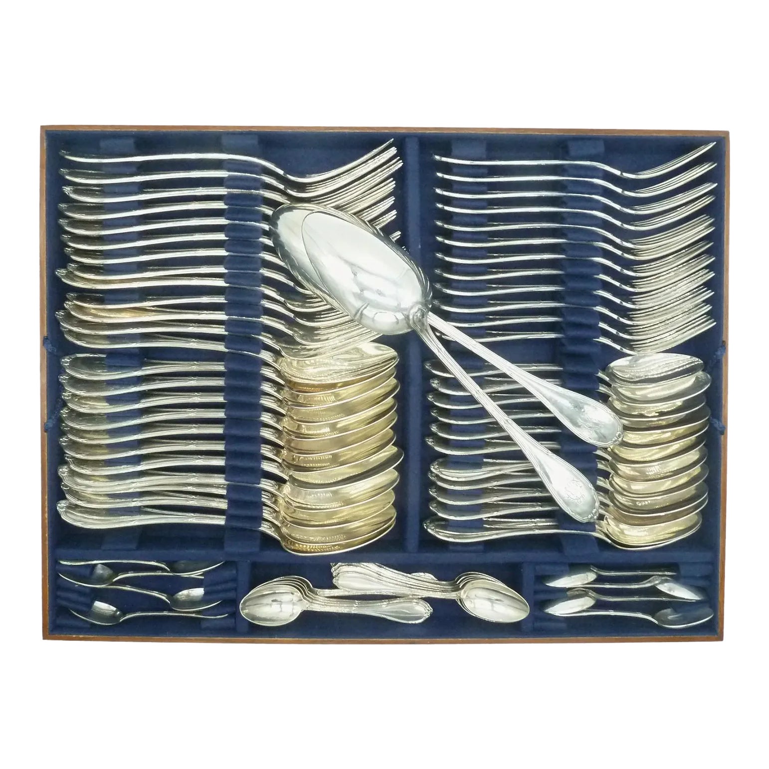 Antique French Sterling Silver Flatware, Five Piece Service for 12, 70 ...