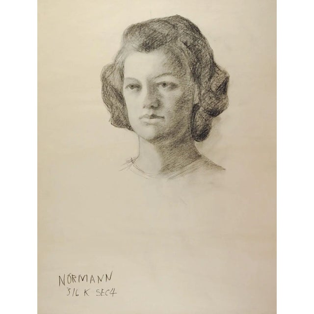 1950s Drawing Female Portrait 1950's | Chairish