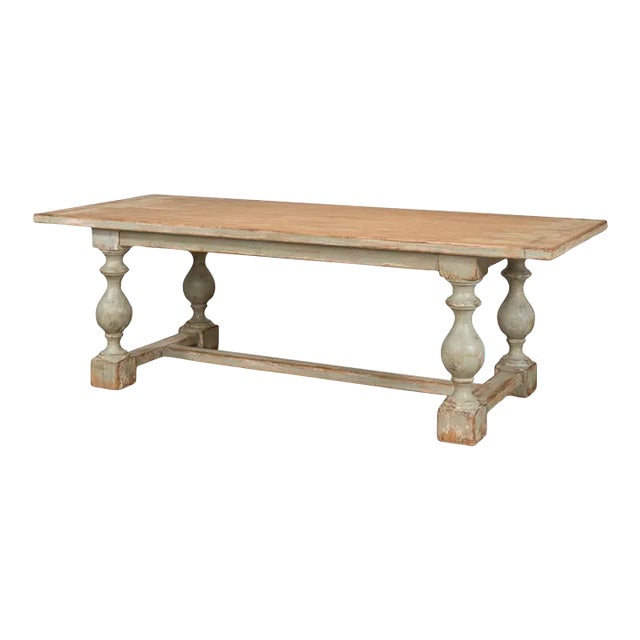 Country Antique Sage Dining Table | Chairish