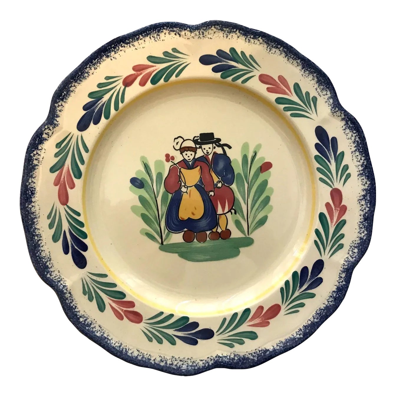 French Hand-Painted Faience Quimper Design Plate by Pornic, Brittany ...