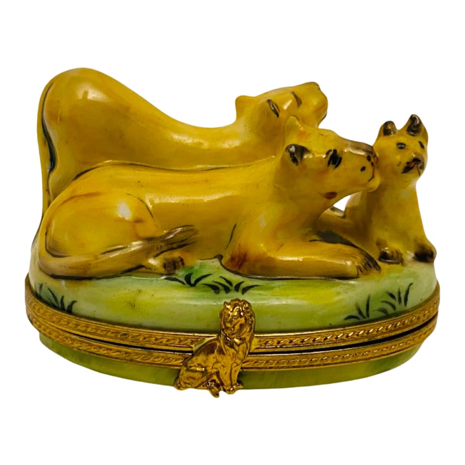 Vintage Limoges France Deco Peint Main Porcelain Lion Family Trinket ...