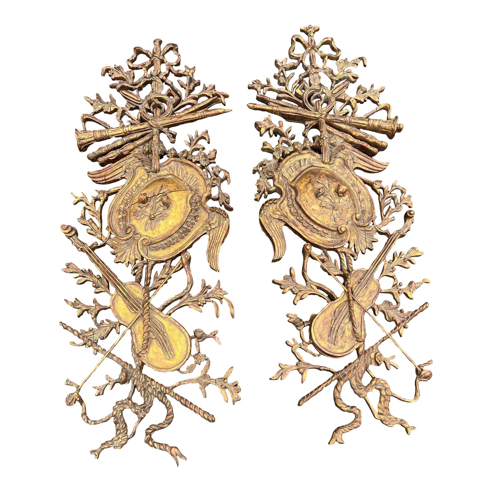 Monumental Neoclassical French Louis XVI Carved Gilt Music Instruments ...