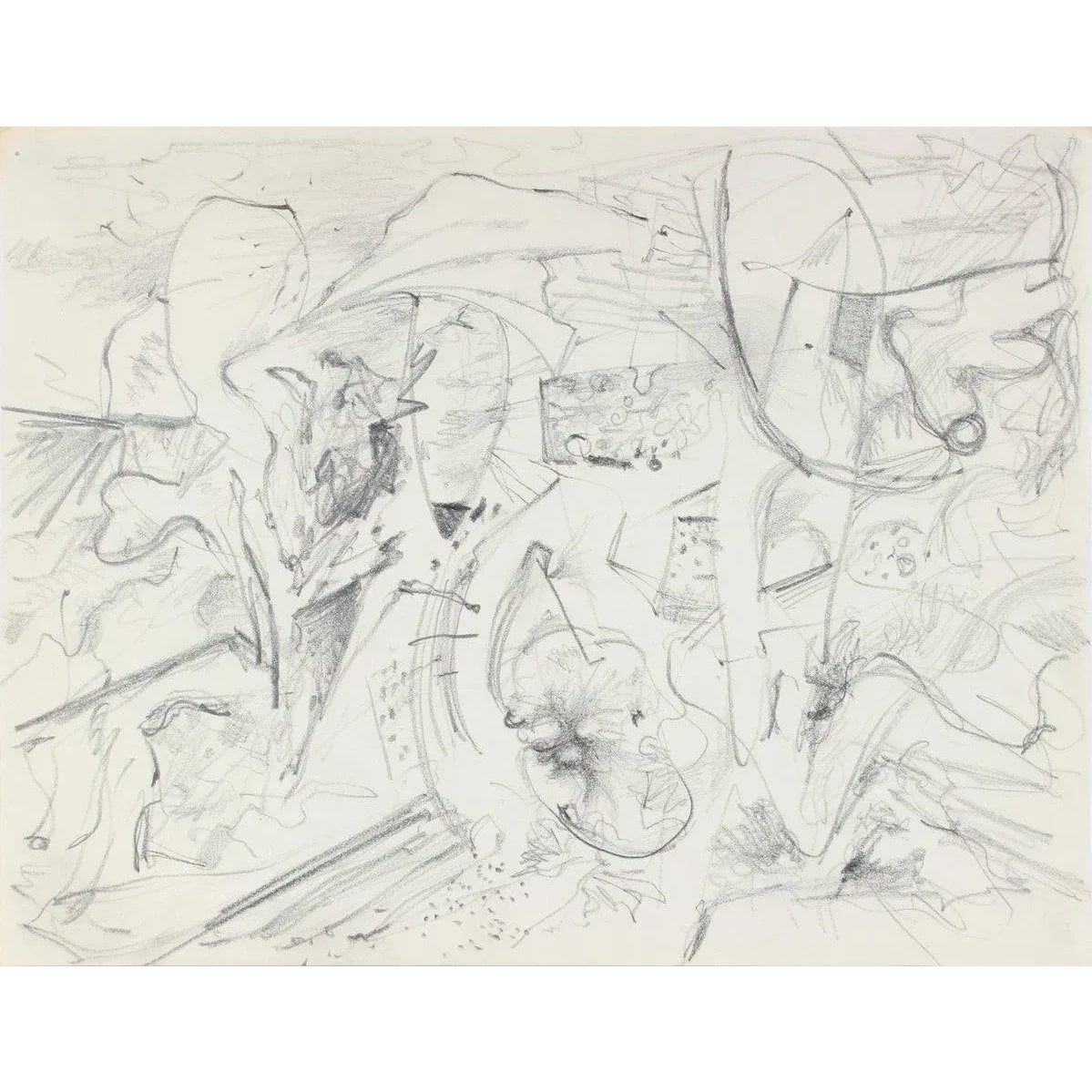 Hectic Vintage Abstract Sketch 1940-50s Graphite | Chairish