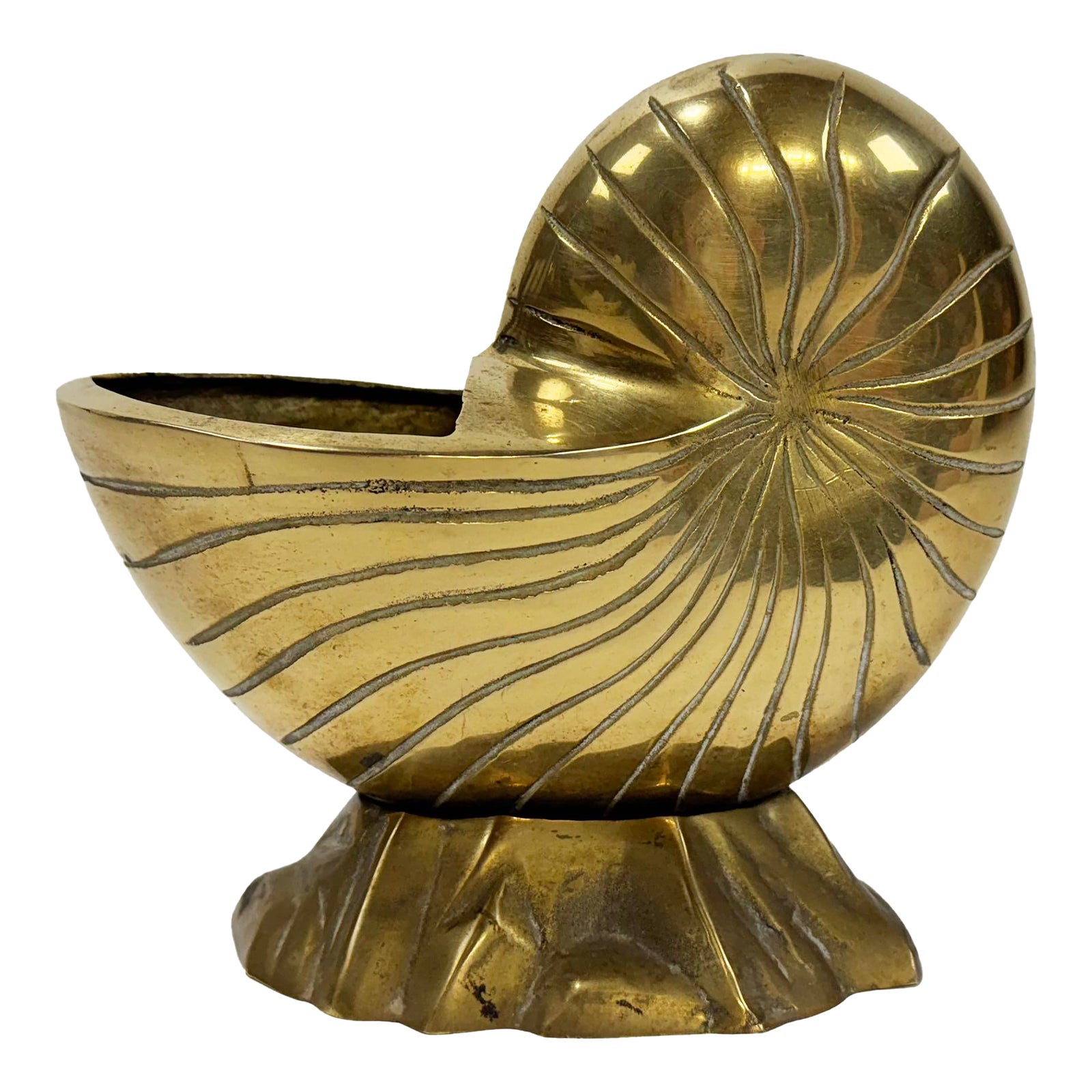 Vintage Brass Nautilus Shell Planter | Chairish