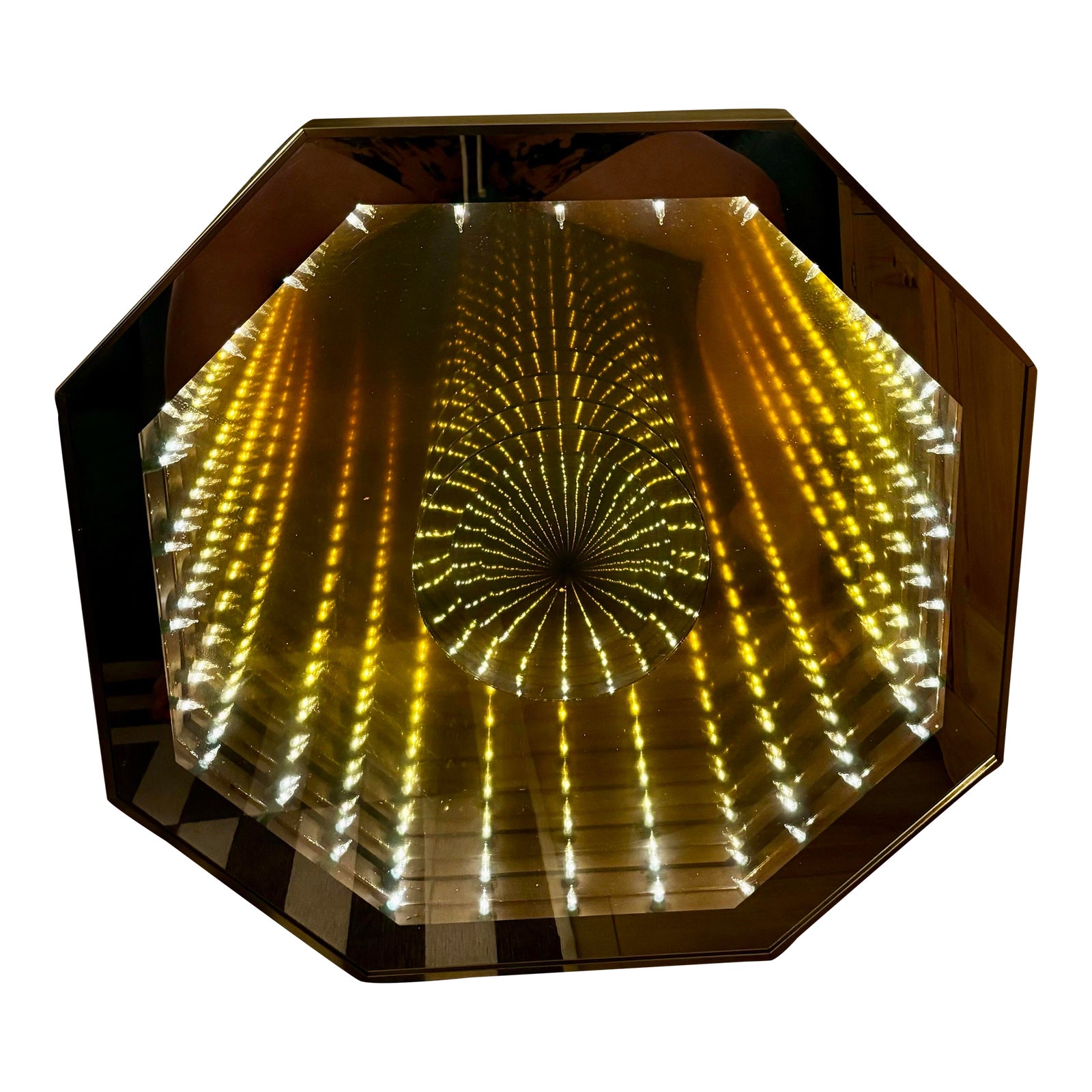 Vintage 1970s Turner Octagon Infinity Mirror in Gold Frame | Chairish
