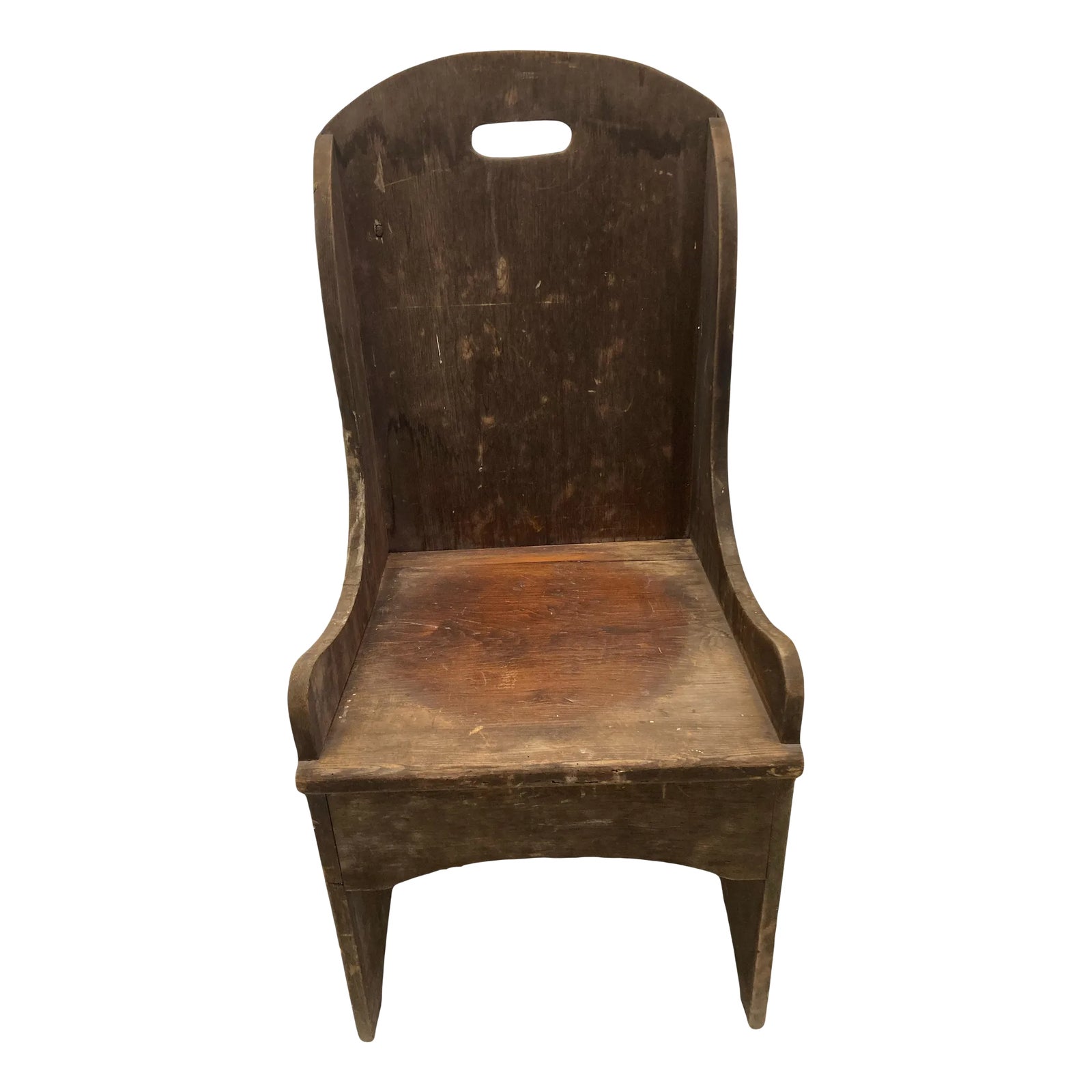 Late 19th Century Primitive Child’s Settle Chair With Rear Drawer ...