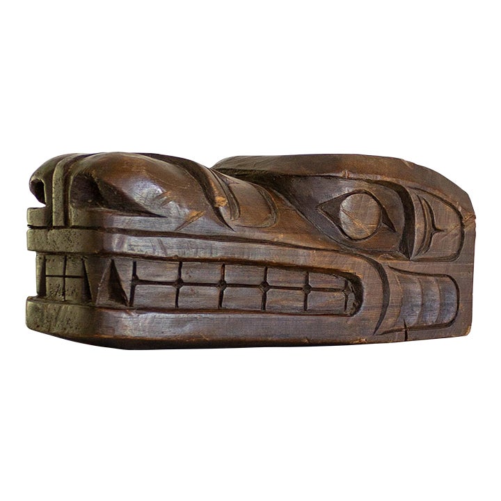 Grizzly Bear Wooden Totem Head Carving by Kwakuitl Indian Godfrey Hunt ...