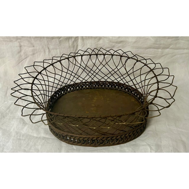 Late 20th Century Large Vintage French Wire Metal Basket Planter | Chairish