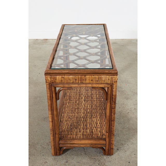Midcentury Organic Modern Style Bamboo Rattan Console Table | Chairish
