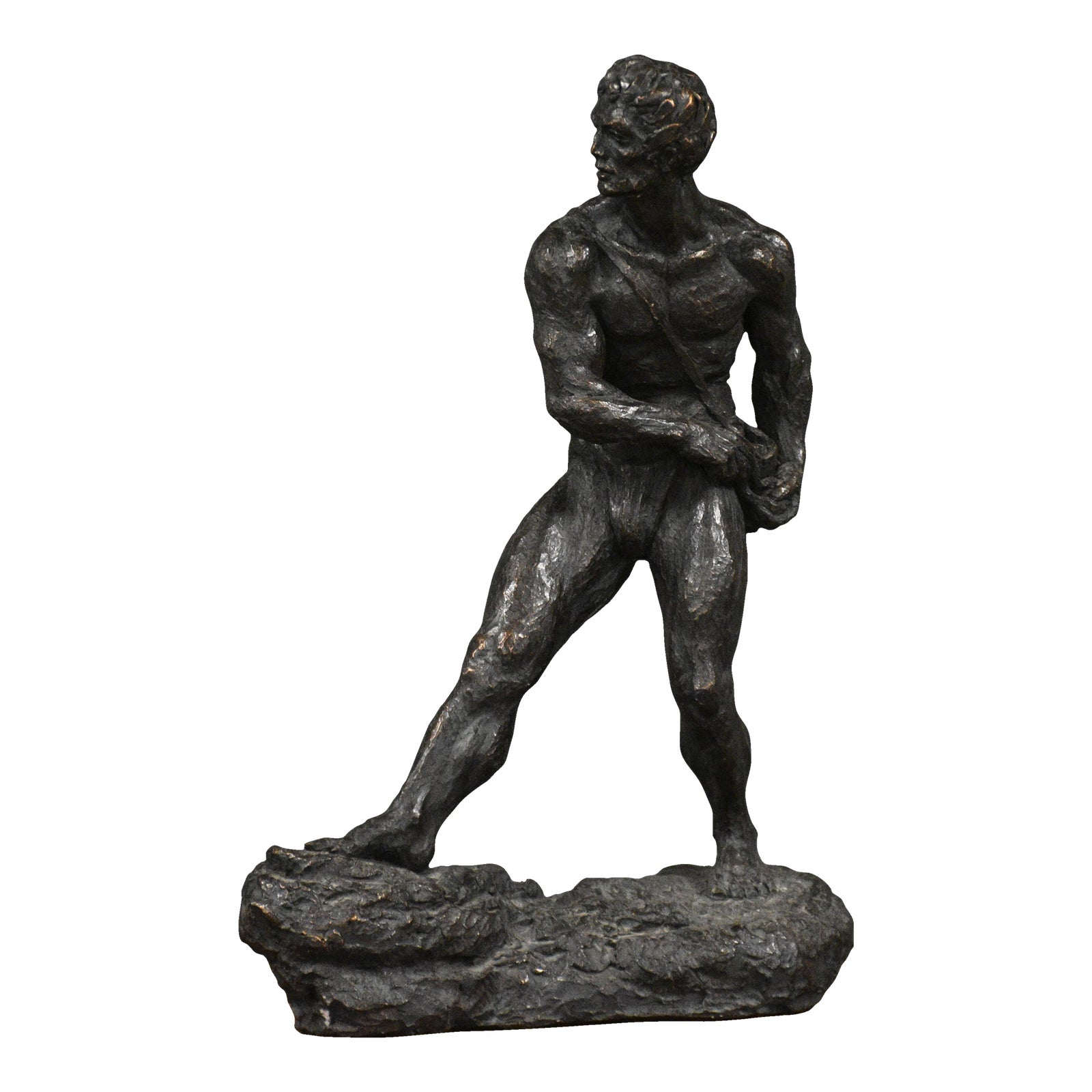 1960s Brutalist Man With a Sling Sculpture Statue by Thomas Holland ...