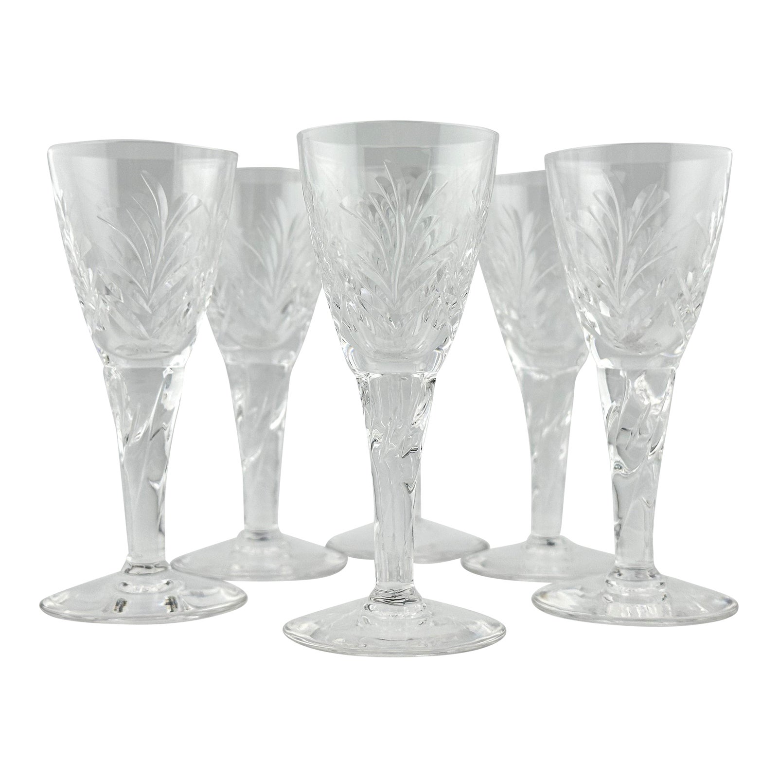 Stuart Crystal Cordial Glasses – Set of 6, Etched Fern Pattern With ...