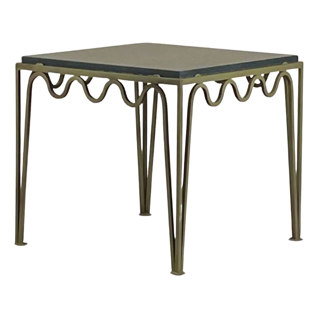 'Méandre' Verdigris and Black Limestone Square Side Table by Design ...