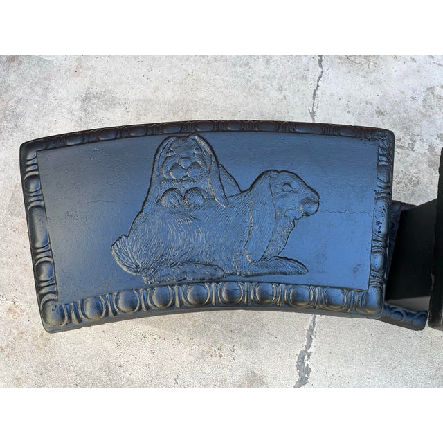 Concrete Outdoor Garden Benches With Rabbits Relief in Black- a Pair ...