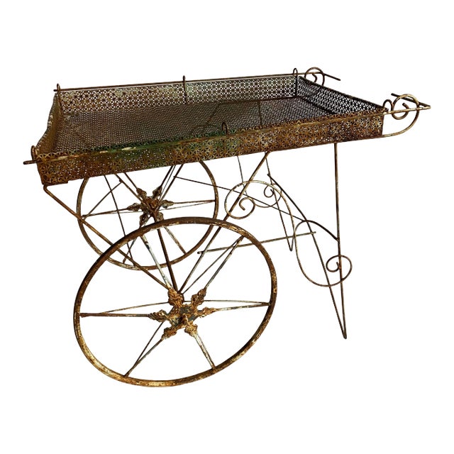 Vintage French Metal Garden Flower Cart | Chairish