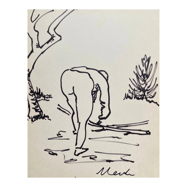 1960s Alexandra Merker Figural Drawing | Chairish