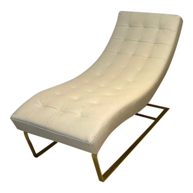 Leather and Gold Lounge Chair | Chairish