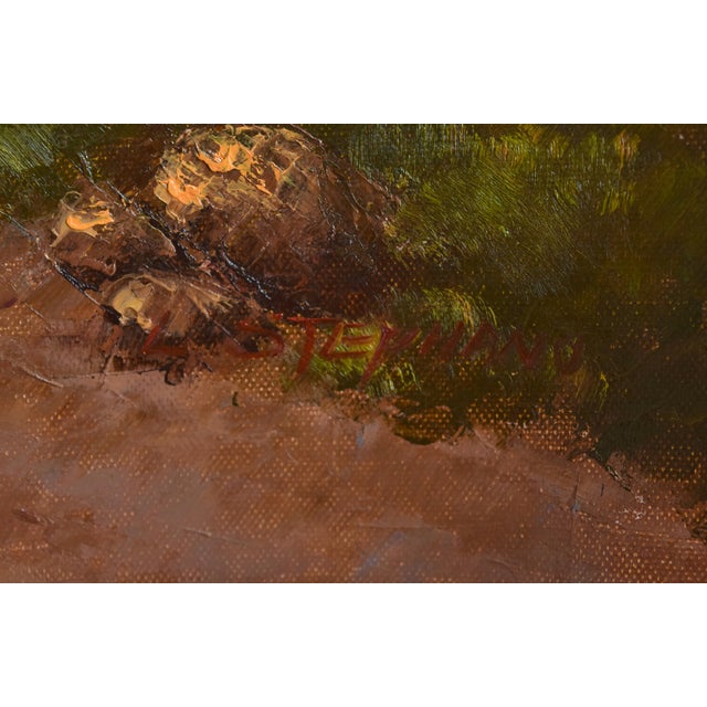 Impressionist Oil Painting of Autumnal Forest Path and River Scene ...