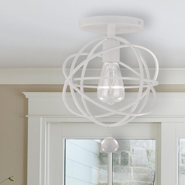 Solaris 1 Light White Ceiling Mount | Chairish