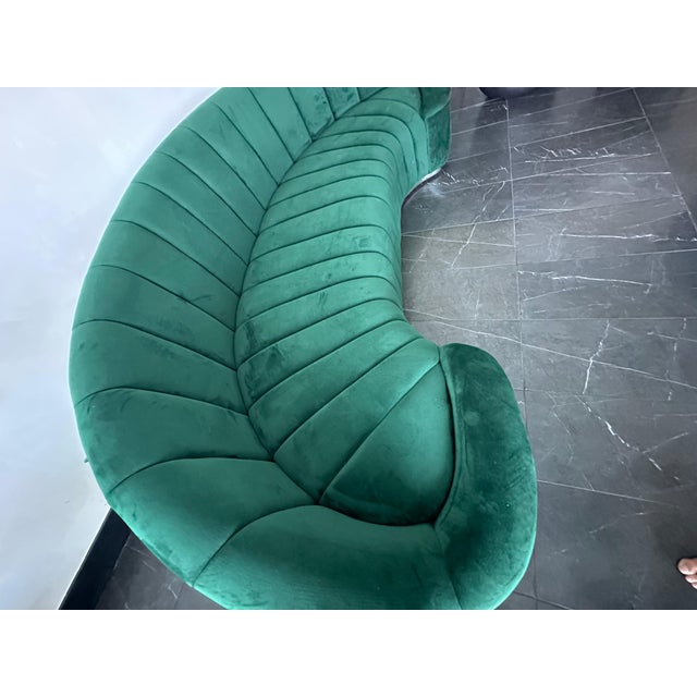 ModShop Custom Velvet Croissant Sofa in Emerald | Chairish