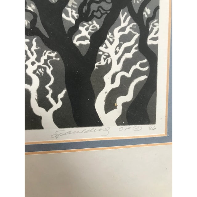 Signed and Framed Nancy Spaulding 1986 Serigraph Print of a Tree | Chairish